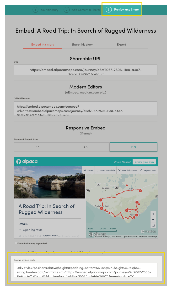 How to embed an itinerary - Alpaca Travel